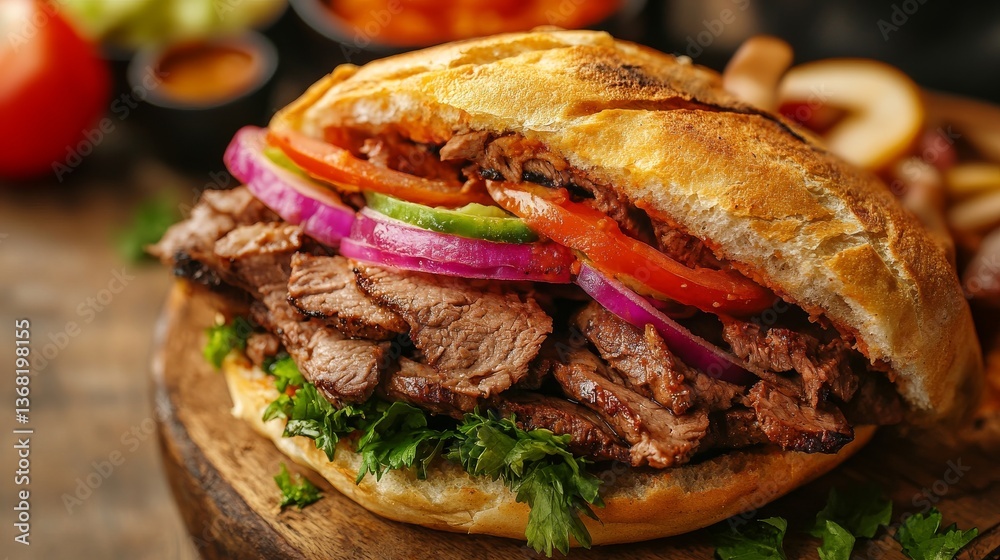 Doner Kebab set isolated on white background. Meat knives, kebab ...