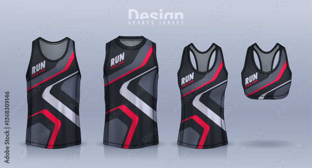 Sleeveless shirt sport design template, jersey mockup for Men's and ...