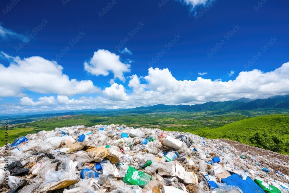 Landfill with visible signs of waste reduction and environmental ...