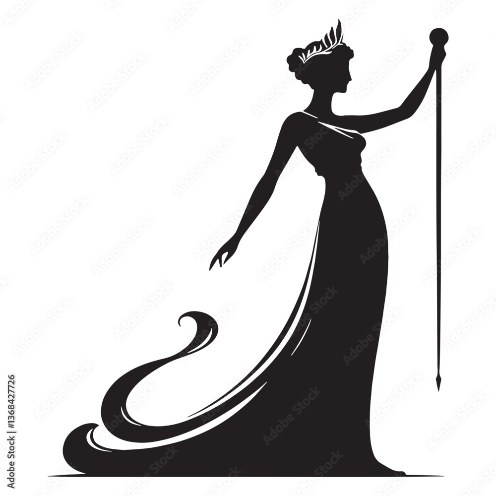 Vector de Stock Iconic Hera silhouette, a legendary Olympian queen ...