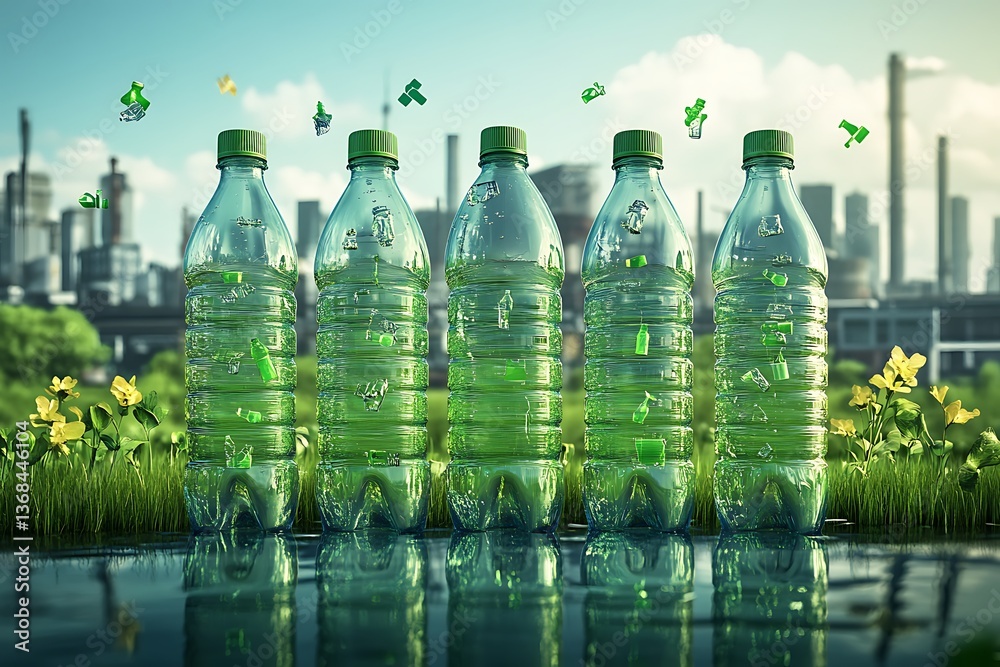 Foto de Stock Illustrated guide to the life cycle of a plastic bottle ...