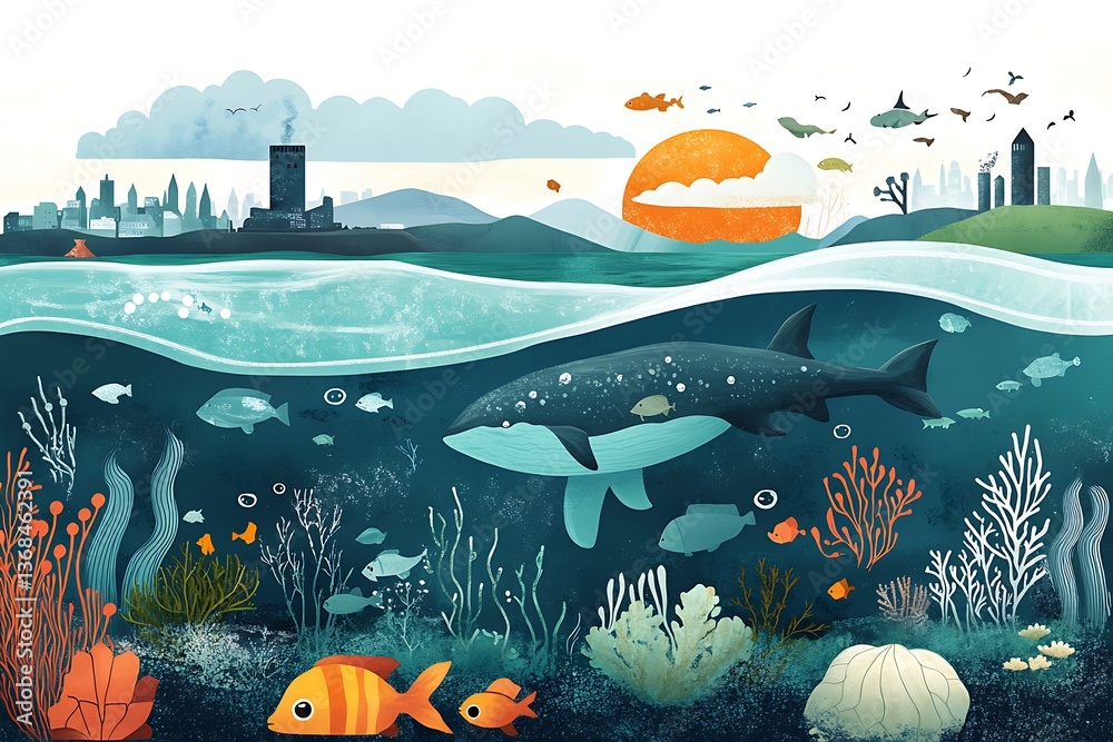 Infographic showing the impact of climate change on oceans, using a ...