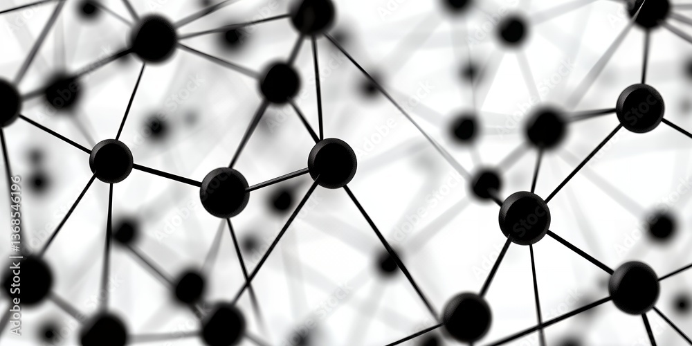 Abstract Black Network Structure Complex Interconnected Nodes and Lines ...