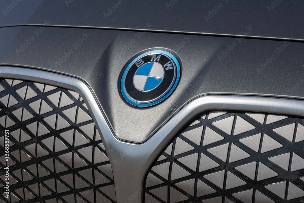 BMW i4 xDrive40 Gran Coupe EV display. BMW offers the i4 with up to 307 ...