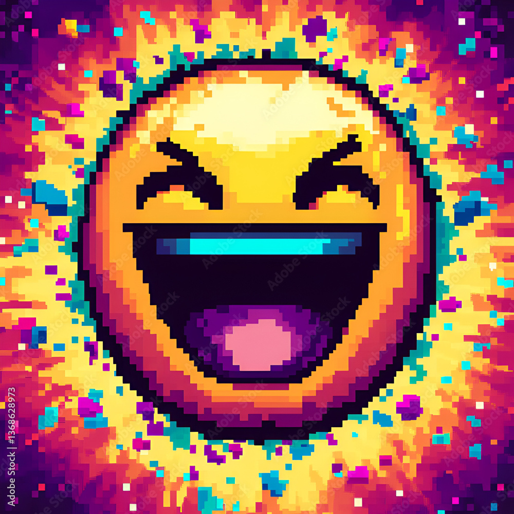 Design a vibrant YouTube thumbnail featuring a large, central pixelated ...