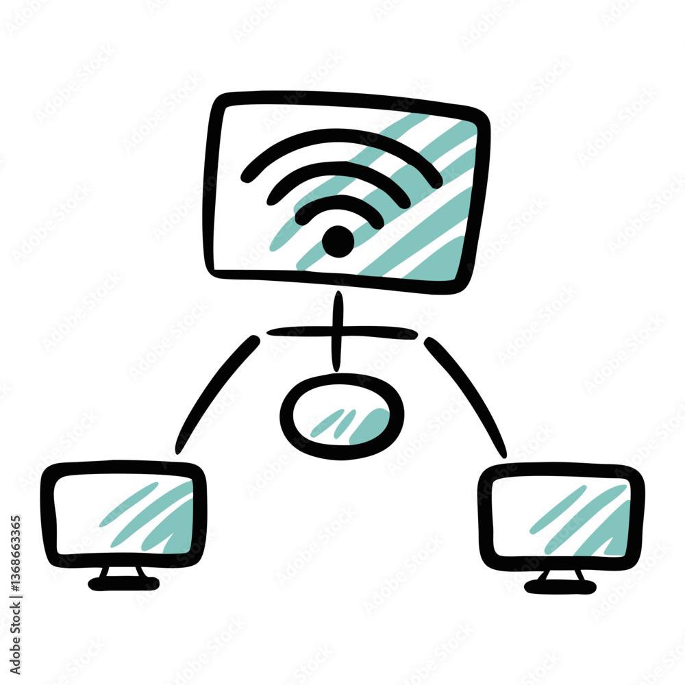 Wi-Fi network diagram illustrating connectivity between devices in an ...