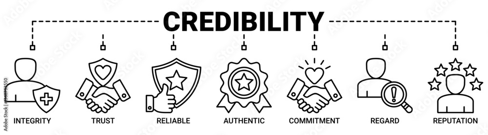 Credibility banner web icon vector illustration concept with icon ...