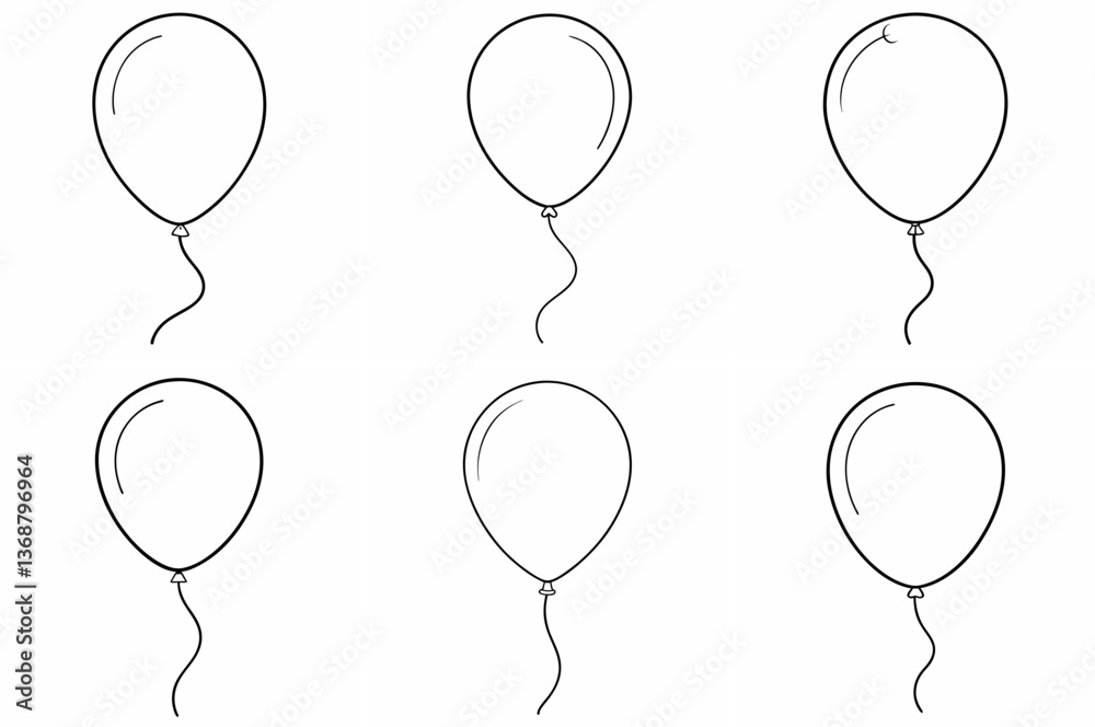 Balloon Outline Coloring Page Line Art Drawing Stock Vector | Adobe Stock