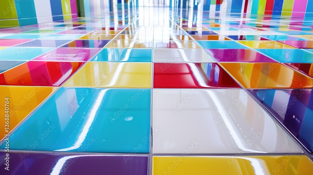 Vivid Bright Floor Tiles Creating a Stunning Perspective, Leading the ...