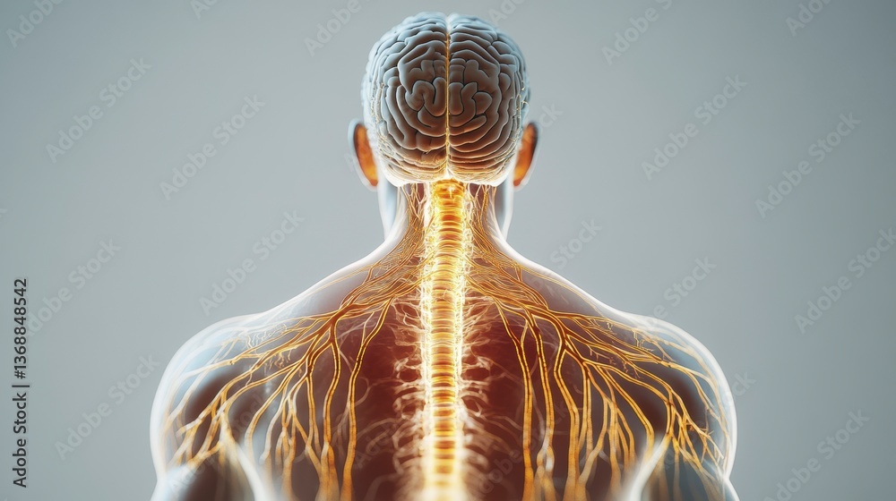 Human nervous system, brain, spinal cord, and nerves anatomy. Stock ...