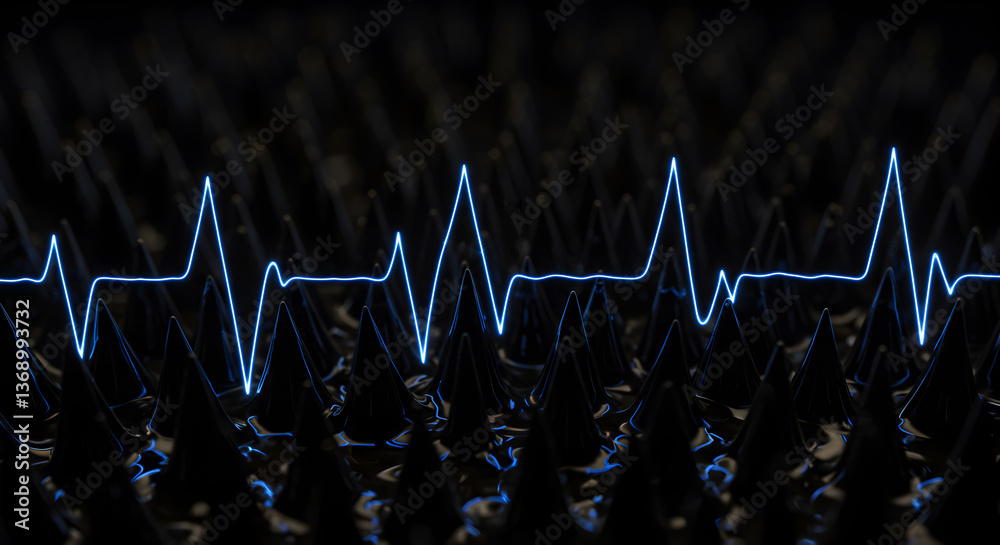 Dynamic ferrofluid spiky landscape with vibrant pulsating waveform ...