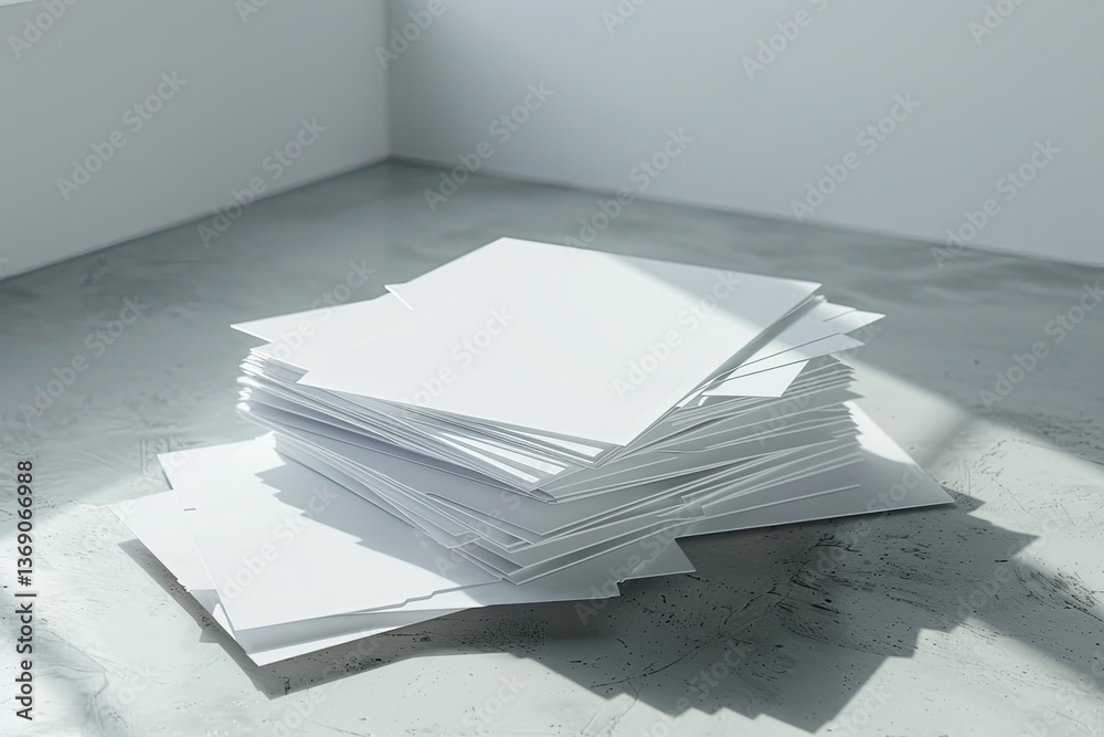 A Pile of White Paper is Placed on the Floor, A4, A3, Blank Flyer ...