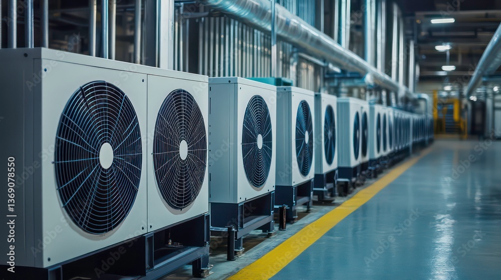 Industrial chilled water system with large chillers pumps, insulated ...
