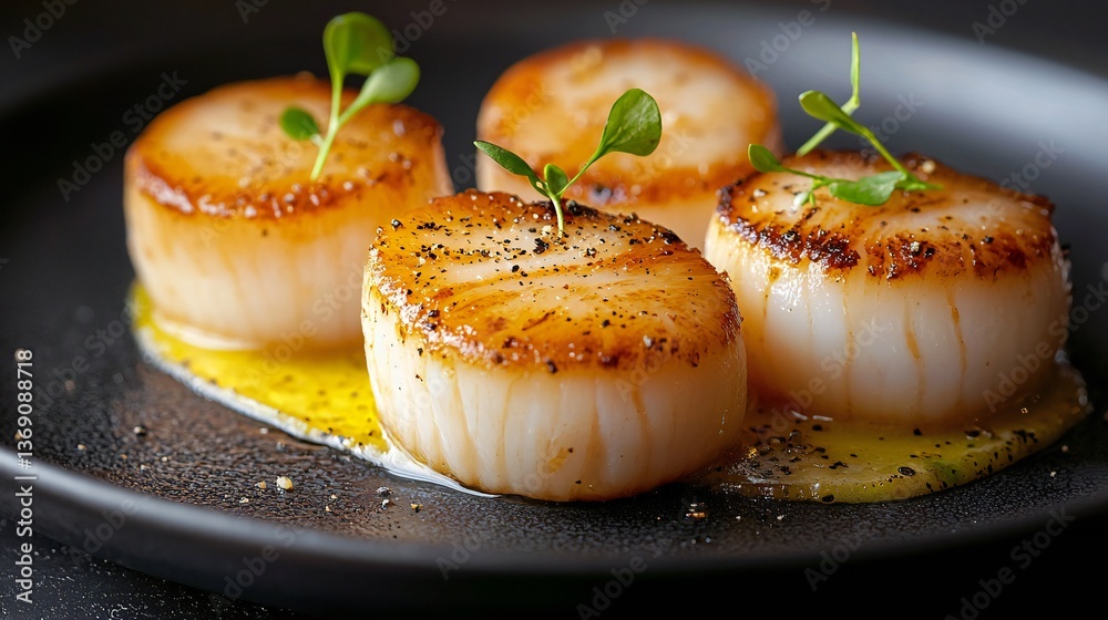 Pan Seared Scallops Gourmet Dish Appetizer Food Delicious Seafood ...