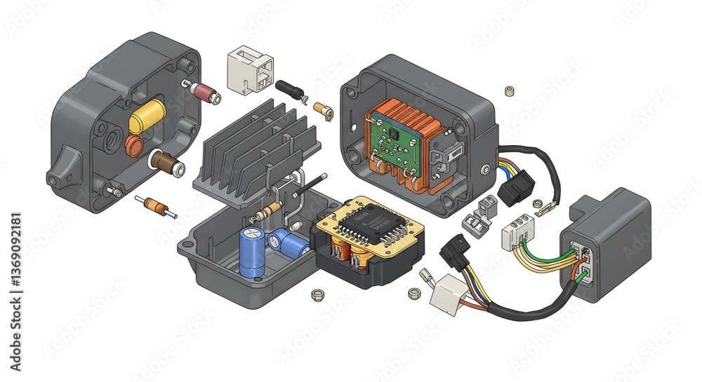 Exploded View Diagram of an Electronic Actuator Assembly with ...