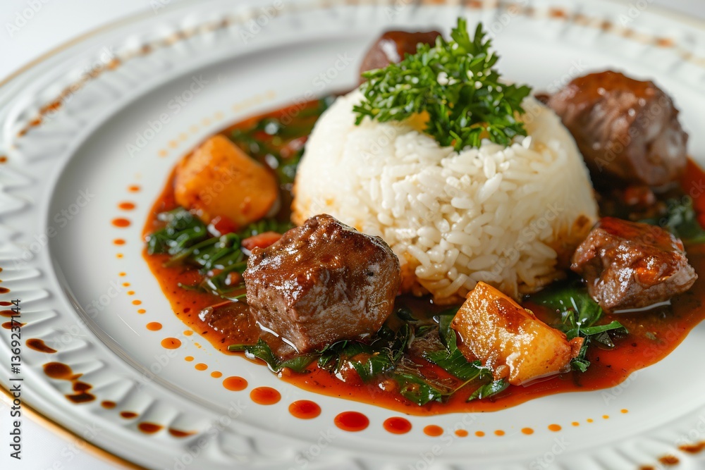 Egyptian Molokhia leaf stew reimagined for fine dining, poured ...