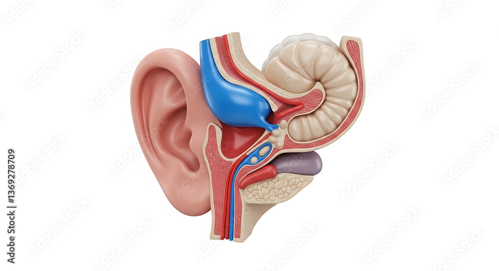 Human Ear and Eustachian Tube Anatomy 3D Model: Detailed Visualization ...