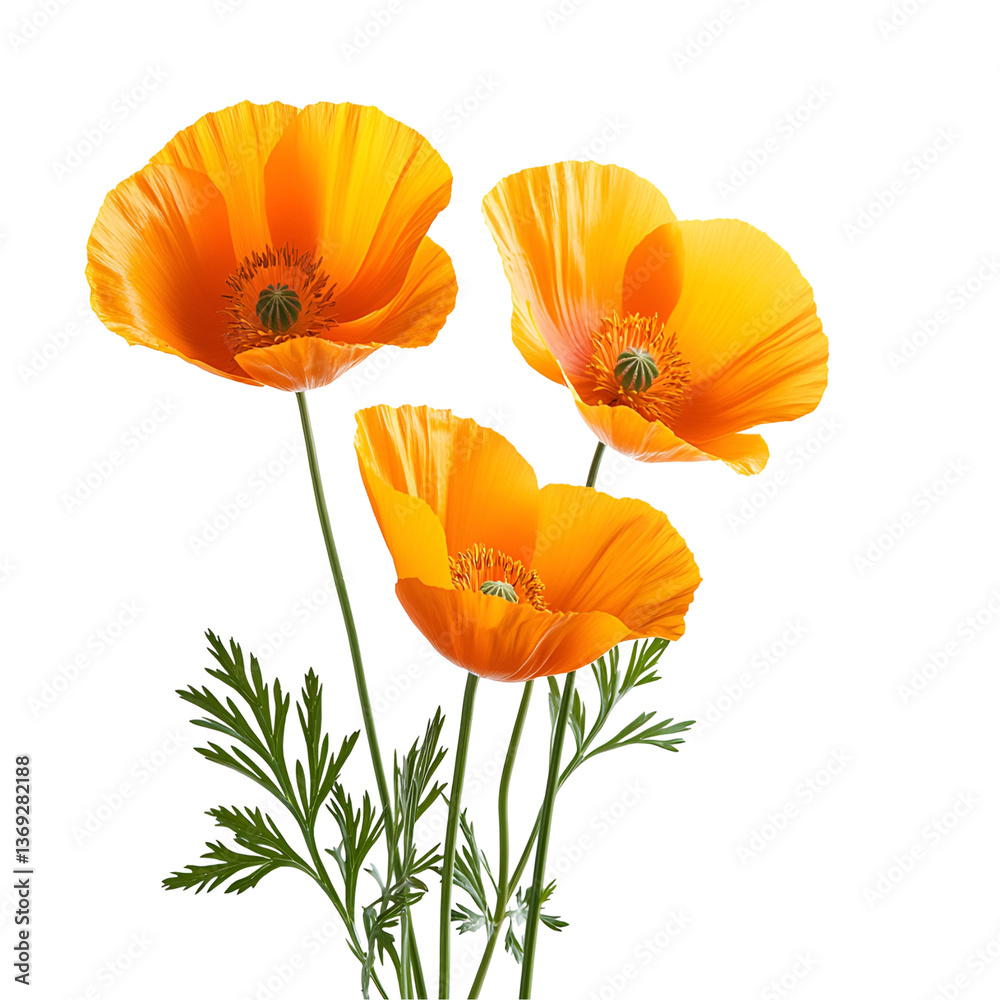 Three vibrant orange poppies on black background, Stock Photo | Adobe Stock