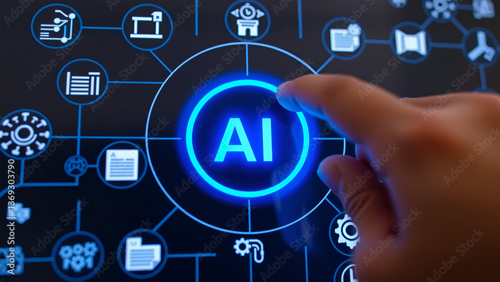 AI agents and generative artificial intelligence. Robotic processes automation and data analysis ...