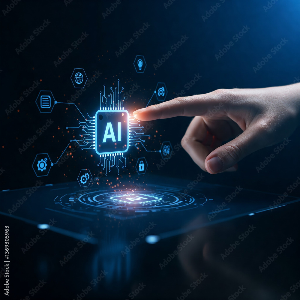 AI agents and generative artificial intelligence. Robotic processes automation and data analysis ...