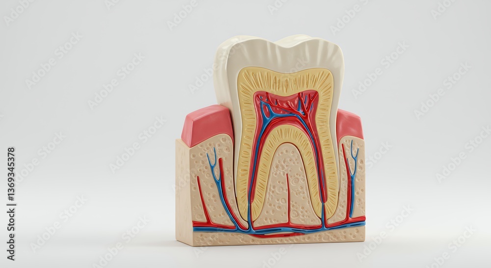 Detailed Anatomy Model of a Human Tooth: Cross-Section View Revealing ...