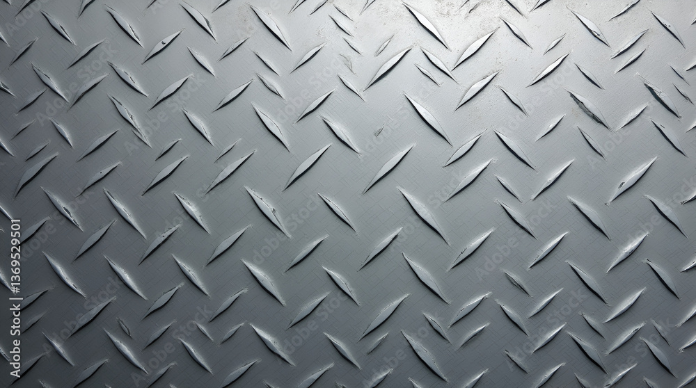 Embossed steel sheet with geometric patterns, presenting a metallic ...