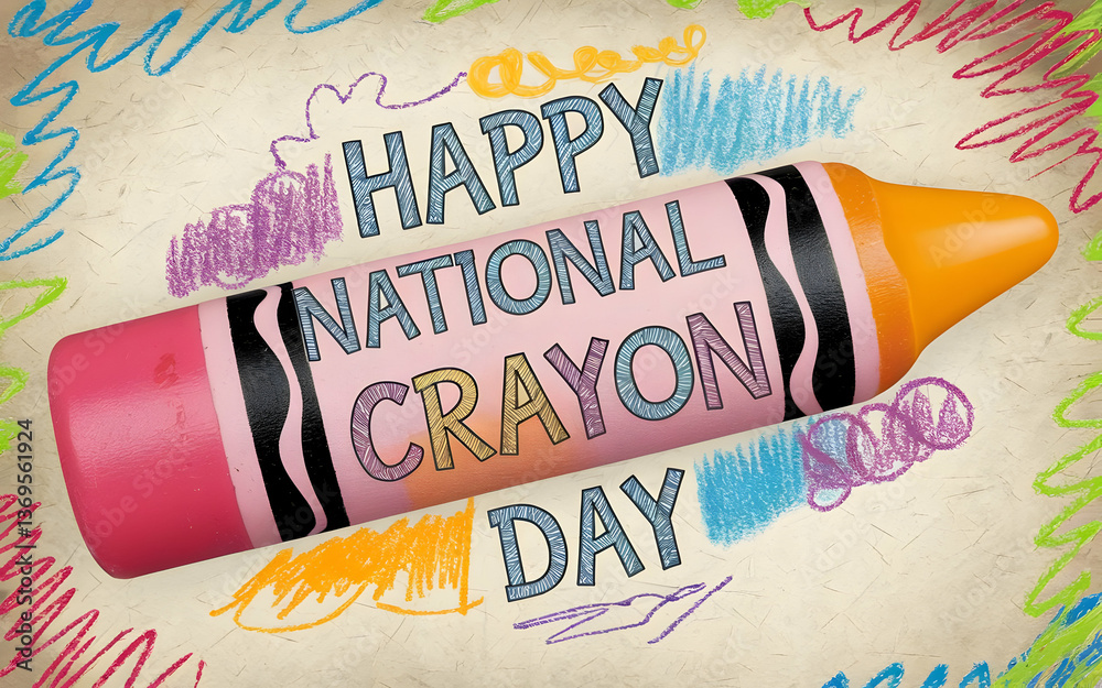 Happy National Crayon Day with Playful Crayon Font and Colorful ...