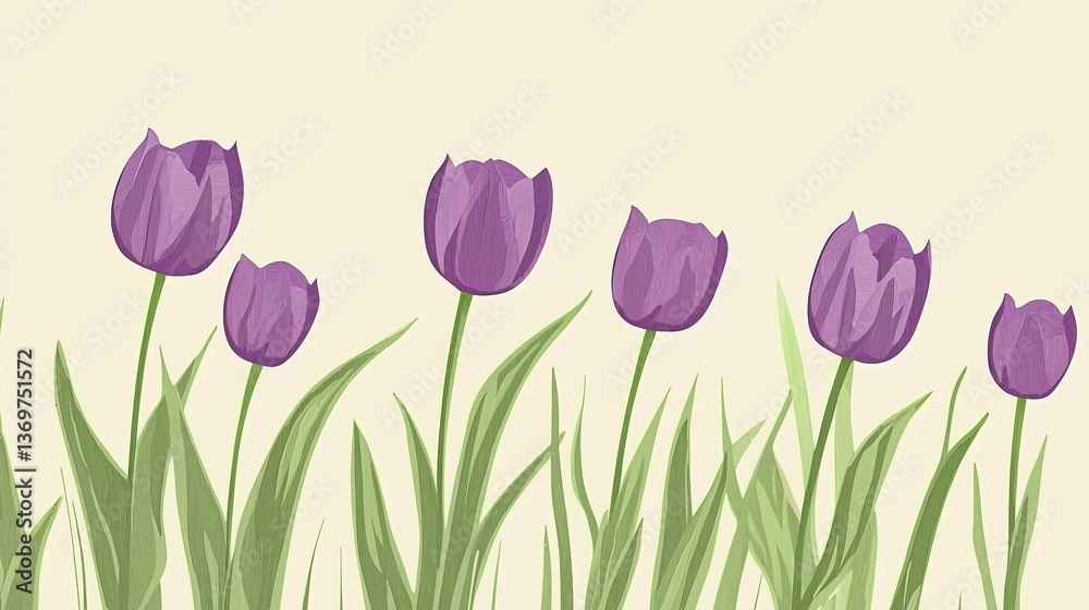 Simplified tulip garden vector diagram with labeled plant parts ...