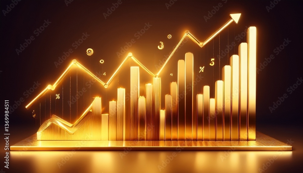Ilustración de Stock Barras de gráfico con flecha ascendente y símbolo ...