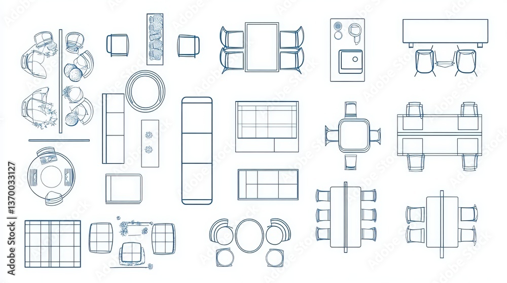 Collection of restaurant, café, and dining room seating layouts ...
