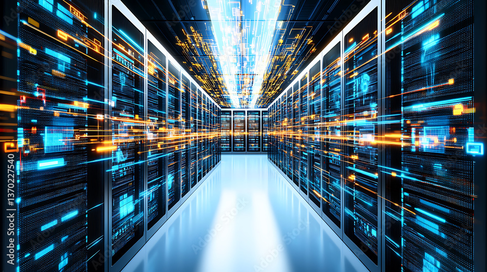 Data center operation server room digital environment high-tech ...