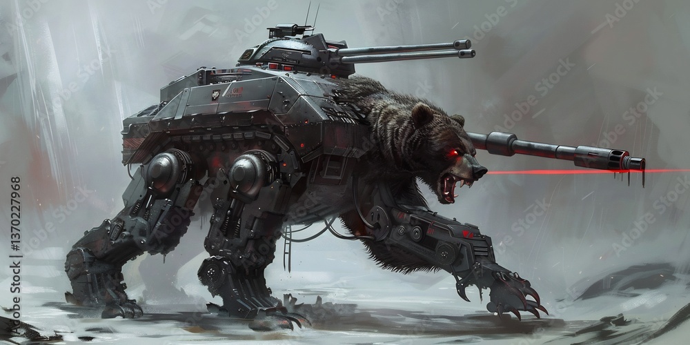 Ilustración de Stock Main battle tank fused raw power of grizzly bear ...