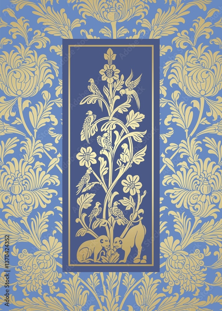 parrots, feathers ,wedding card design, royal India Stock Illustration ...