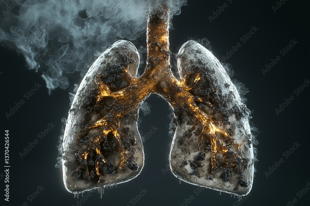 Ilustración de Stock Horrifying Visualization of Lungs Dripping with ...