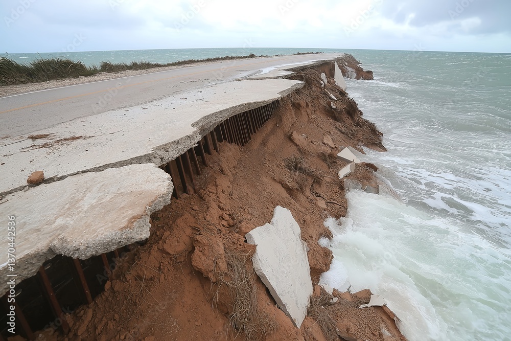 Seawall Collapse from Extreme Ocean Erosion After Powerful Hurricane ...