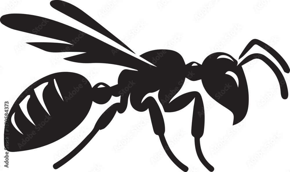 Black silhouette of an ant in a simple, bold, and minimalistic design ...