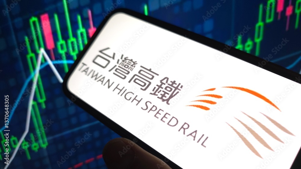 Konskie, Poland - March 28, 2025: Taiwan High Speed Rail company logo ...