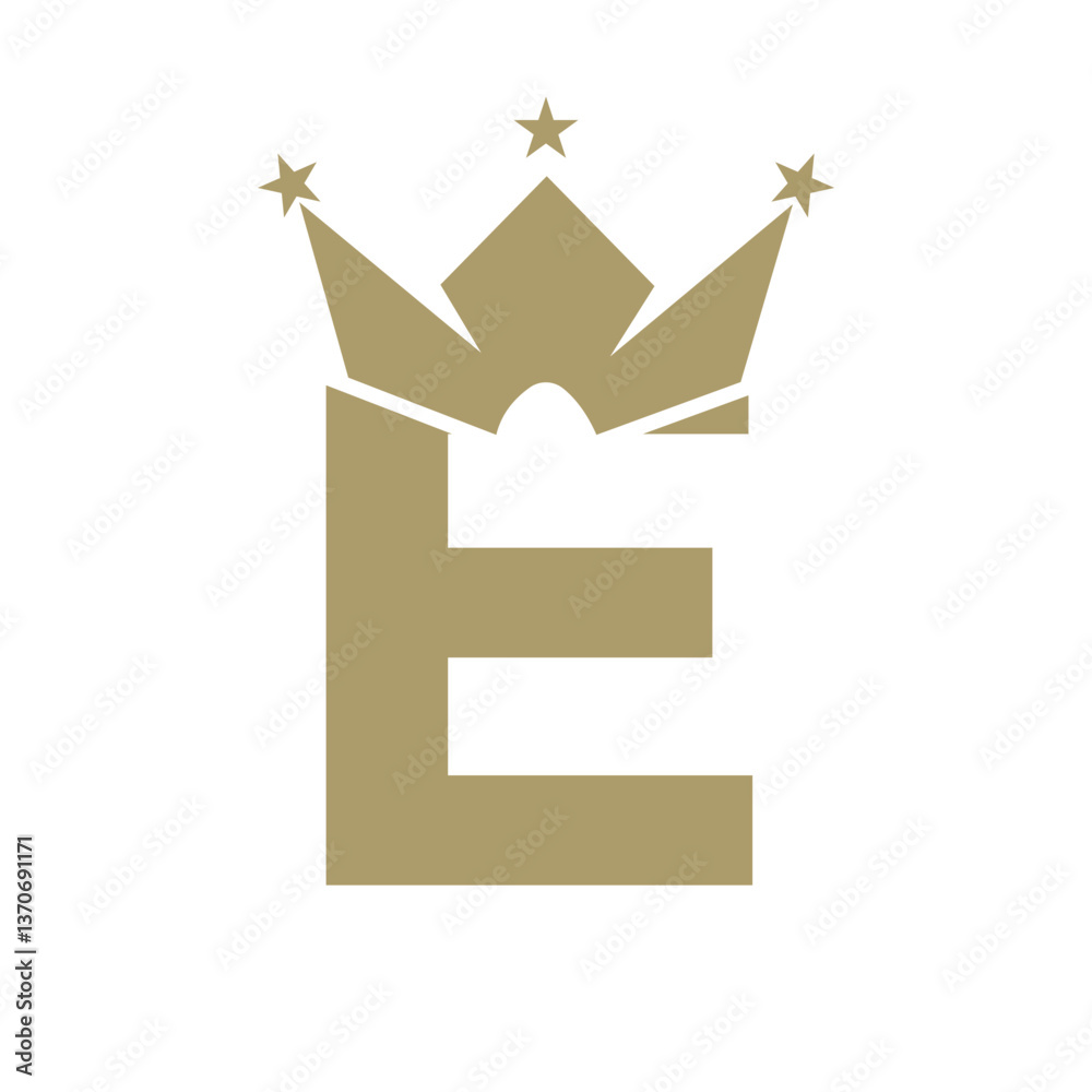 Letter E Crown Logo for Queen Sign, Beauty, Fashion, Elegant, Luxury ...