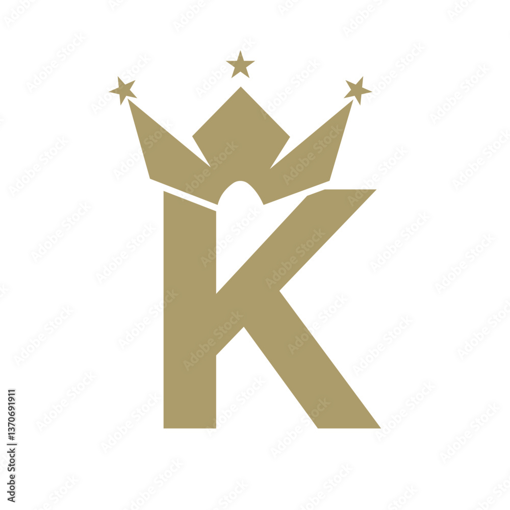 Letter K Crown Logo for Queen Sign, Beauty, Fashion, Elegant, Luxury ...