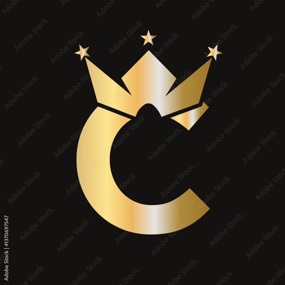 Letter C Crown Logo for Queen Sign, Beauty, Fashion, Elegant, Luxury ...