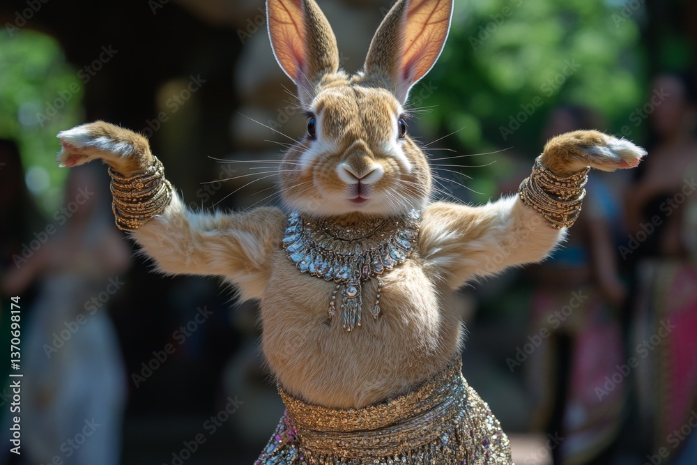 Rabbit dazzles in shimmering belly dancer outfit at vibrant Middle ...