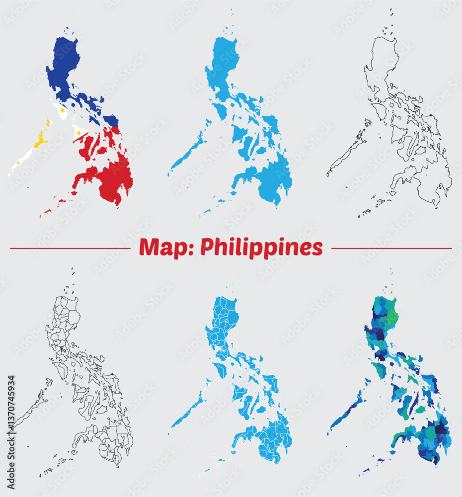 Maps of Philippines , Outline, and Regional Divisions, Philippines country map set. internal ...