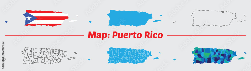 Maps of Puerto rico , Outline, and Regional Divisions, Puerto rico ...