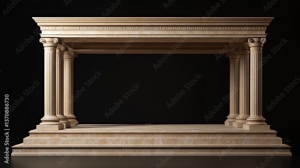 Roman architecture stage with columns and platform for product display ...