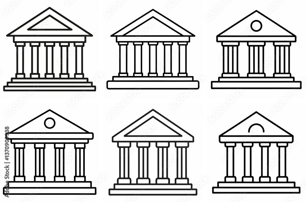 Bank Building Outline Coloring Page Line Art Drawing Stock Vector ...