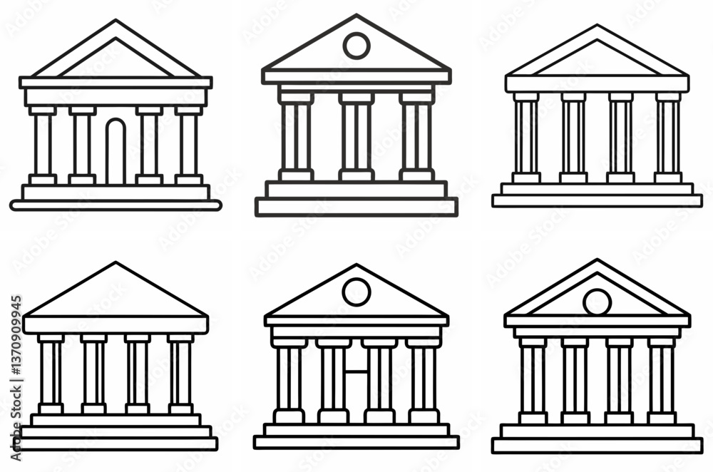 Bank Building Outline Coloring Page Line Art Drawing Stock Vector ...
