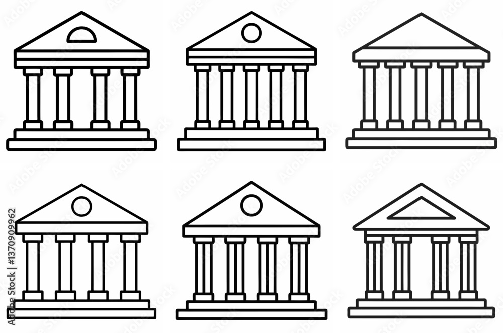 Bank Building Outline Coloring Page Line Art Drawing Stock Vector ...