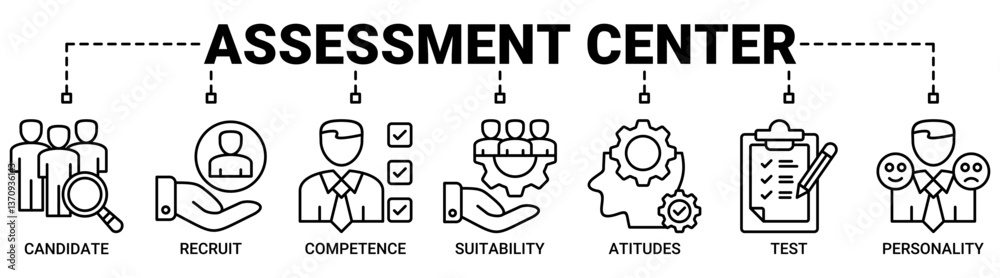 Assessment center banner web icon vector illustration concept with ...