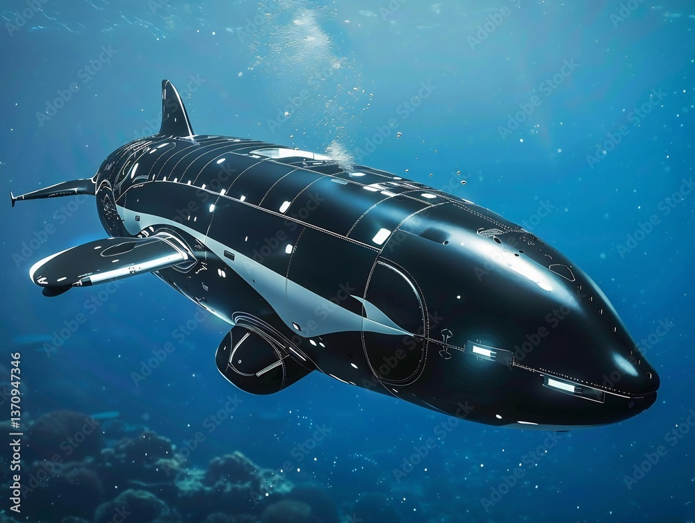 Submarine modeled after orca black white armored plating blending ...