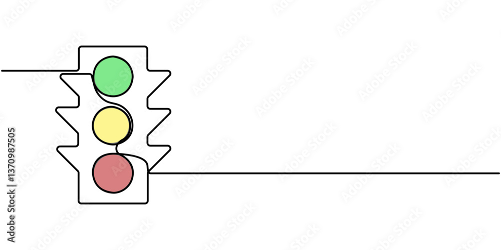 Continuous one line drawing of traffic lights with poles to regulate ...